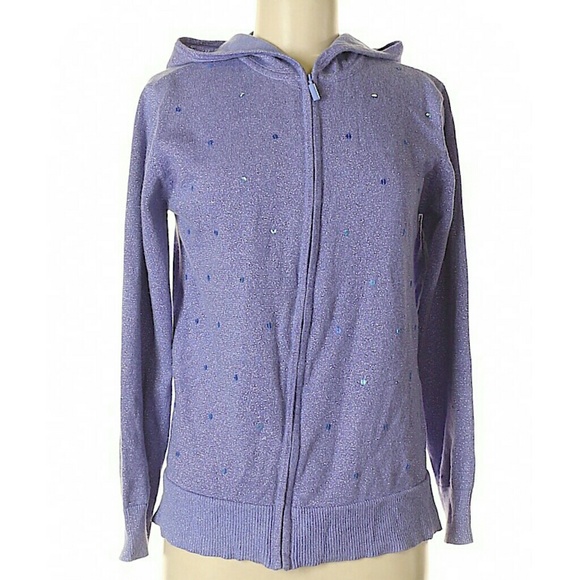 Quacker Factory | Sweaters | The Quacker Factory Purple Sequin Full Zip ...
